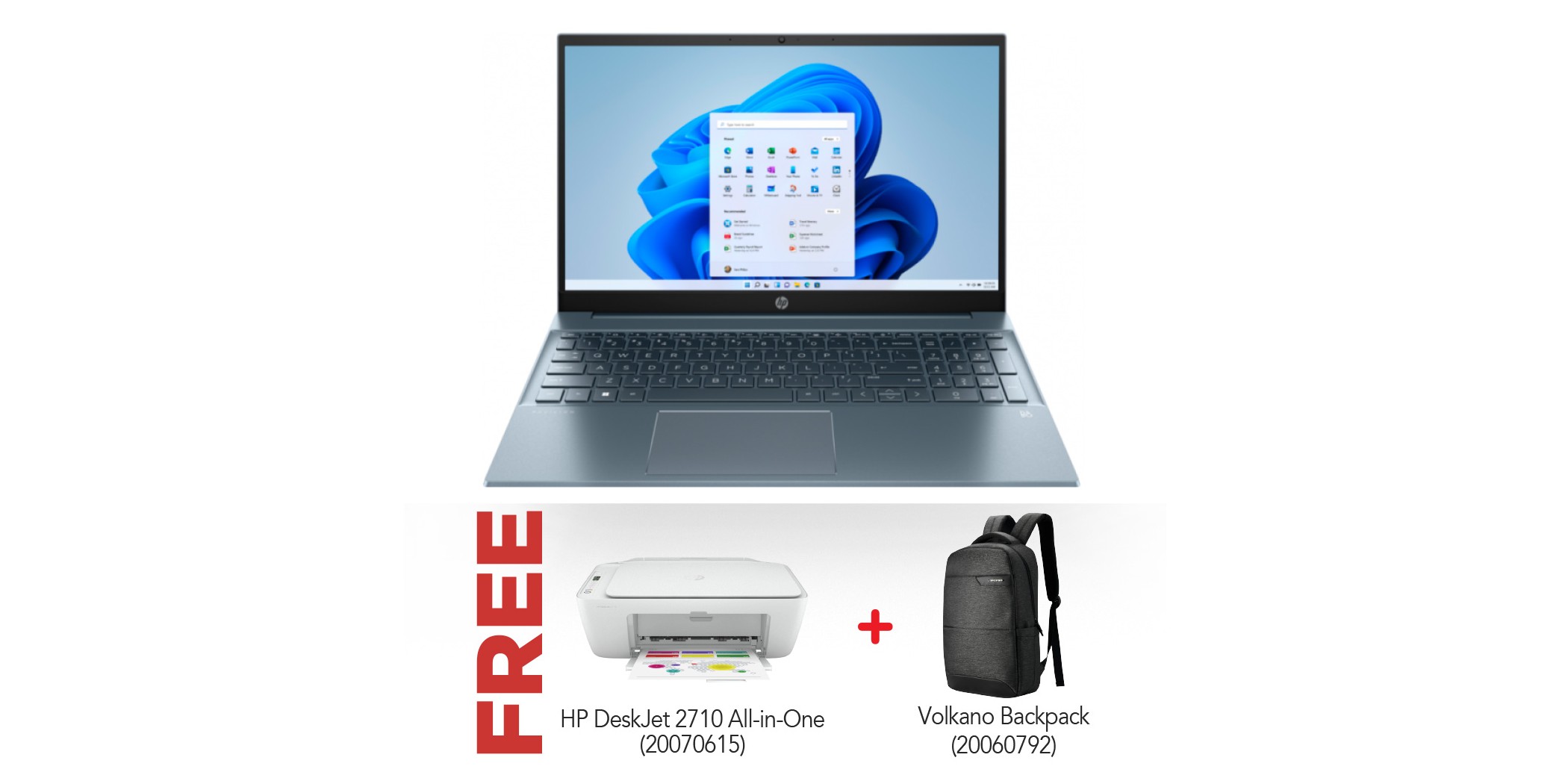 HP Pavilion Core i3-1115G4 Fog Blue & Free HP DeskJet 2710 All-in-One ...
