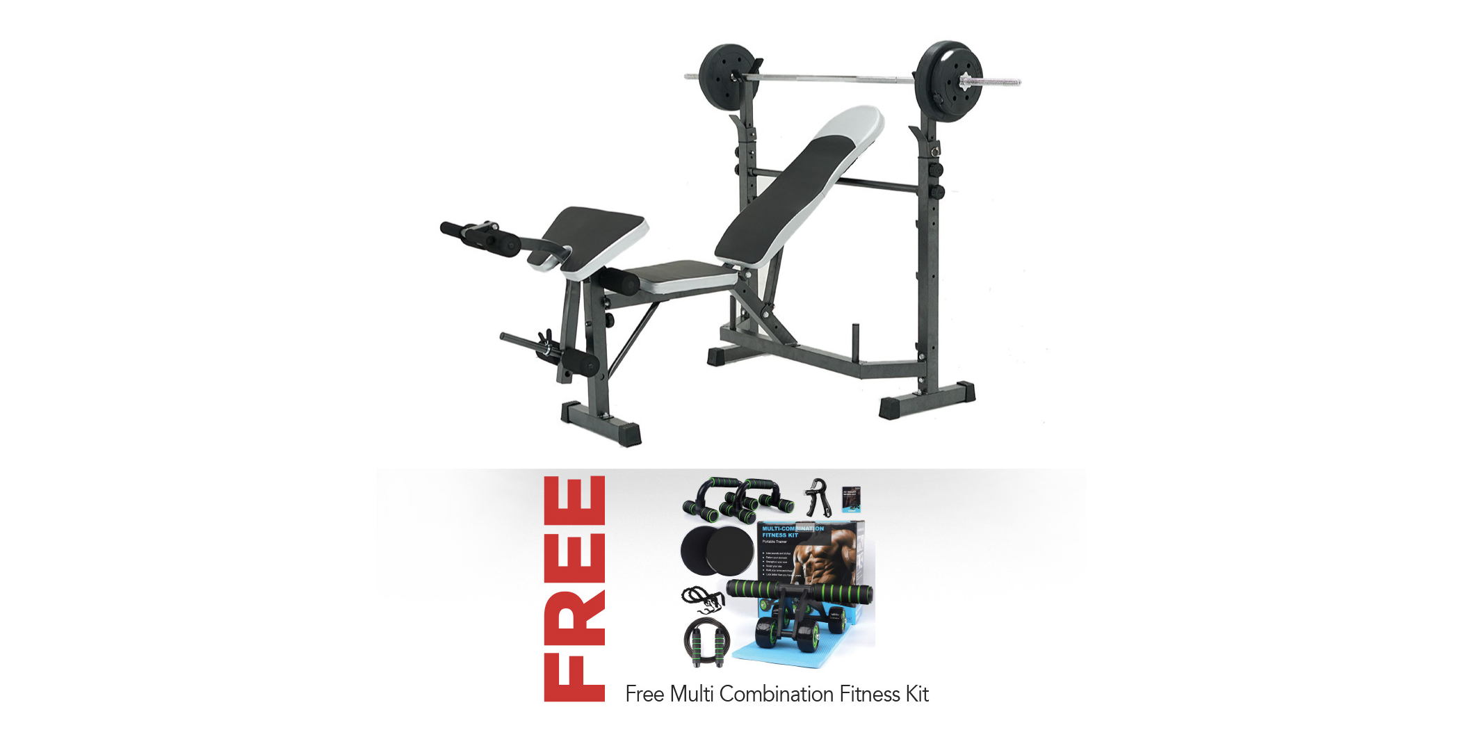 JDM Sports JWB3035 Weight Bench & Free Multi Combination Fitness Kit