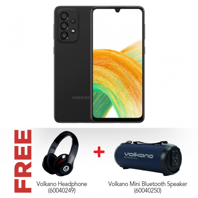 Samsung Galaxy A33 Black & Free Volkano Headphone Black + Volkano Mini ...