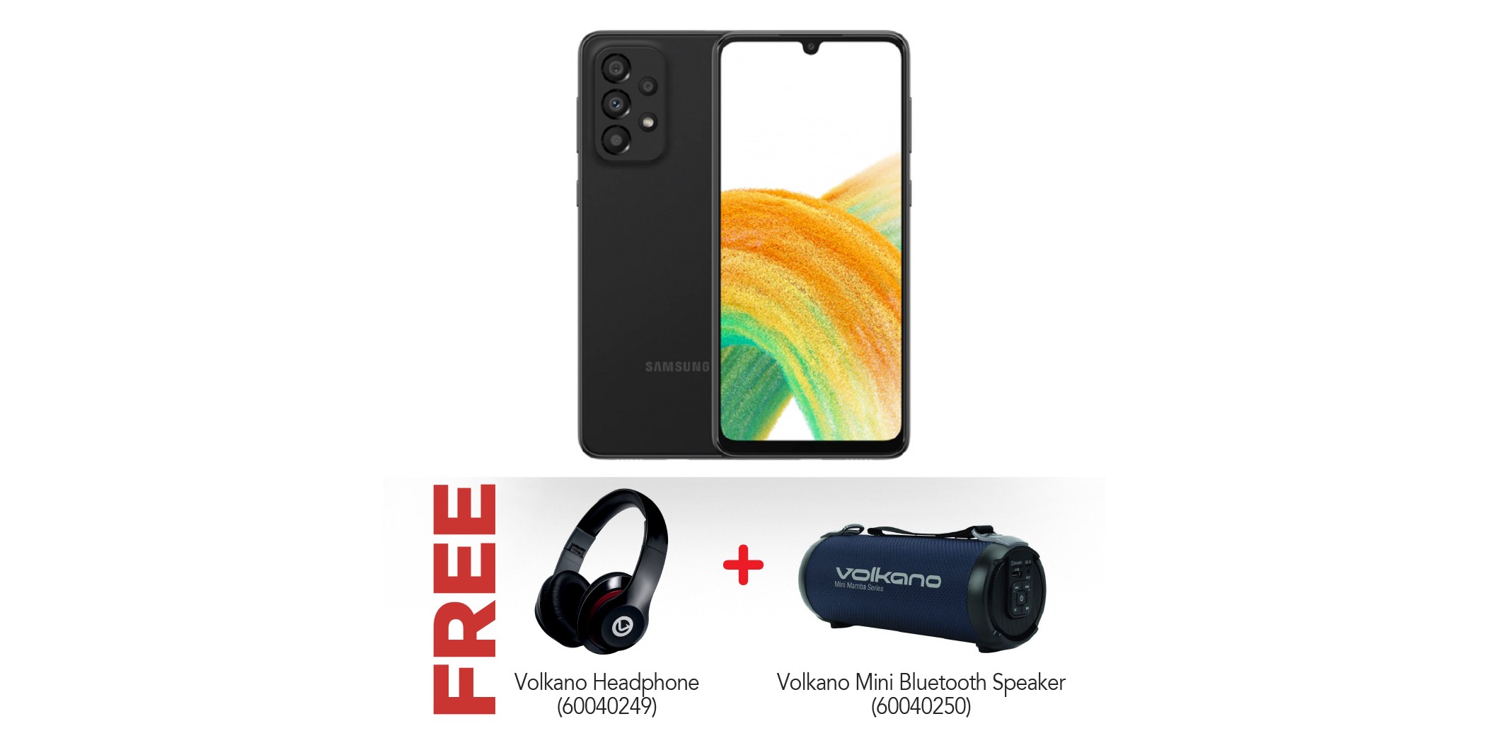 Samsung Galaxy A33 Black & Free Volkano Headphone Black + Volkano Mini ...