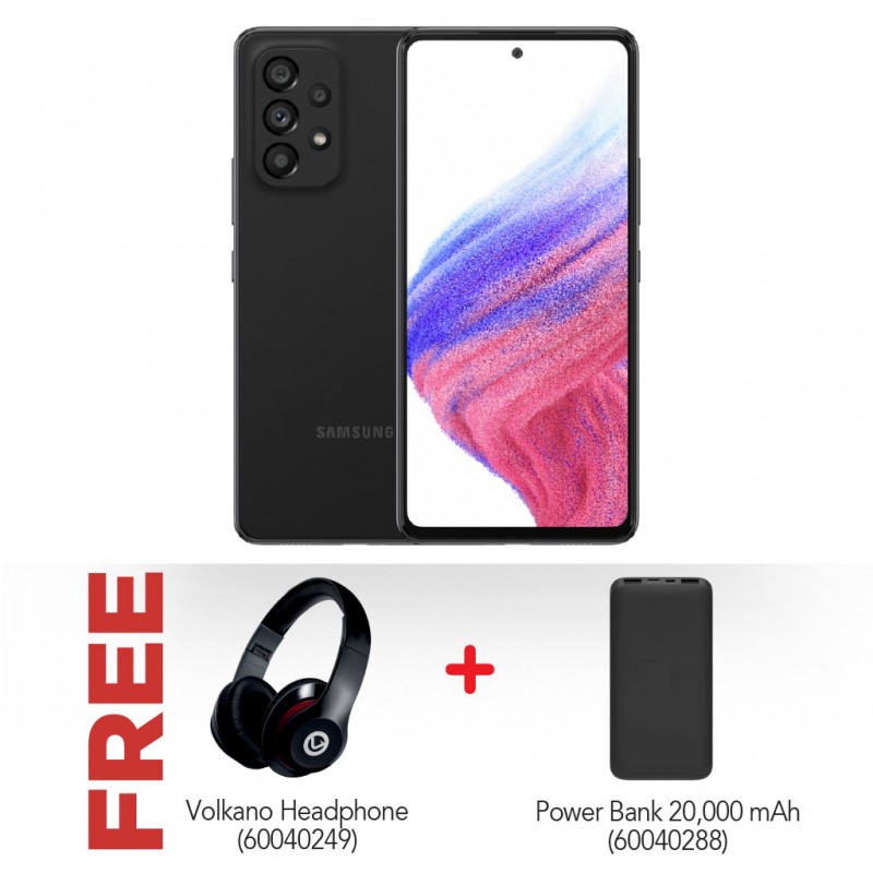 Samsung Galaxy A53 Black & Free Volkano Impluse Series Headphone Black ...