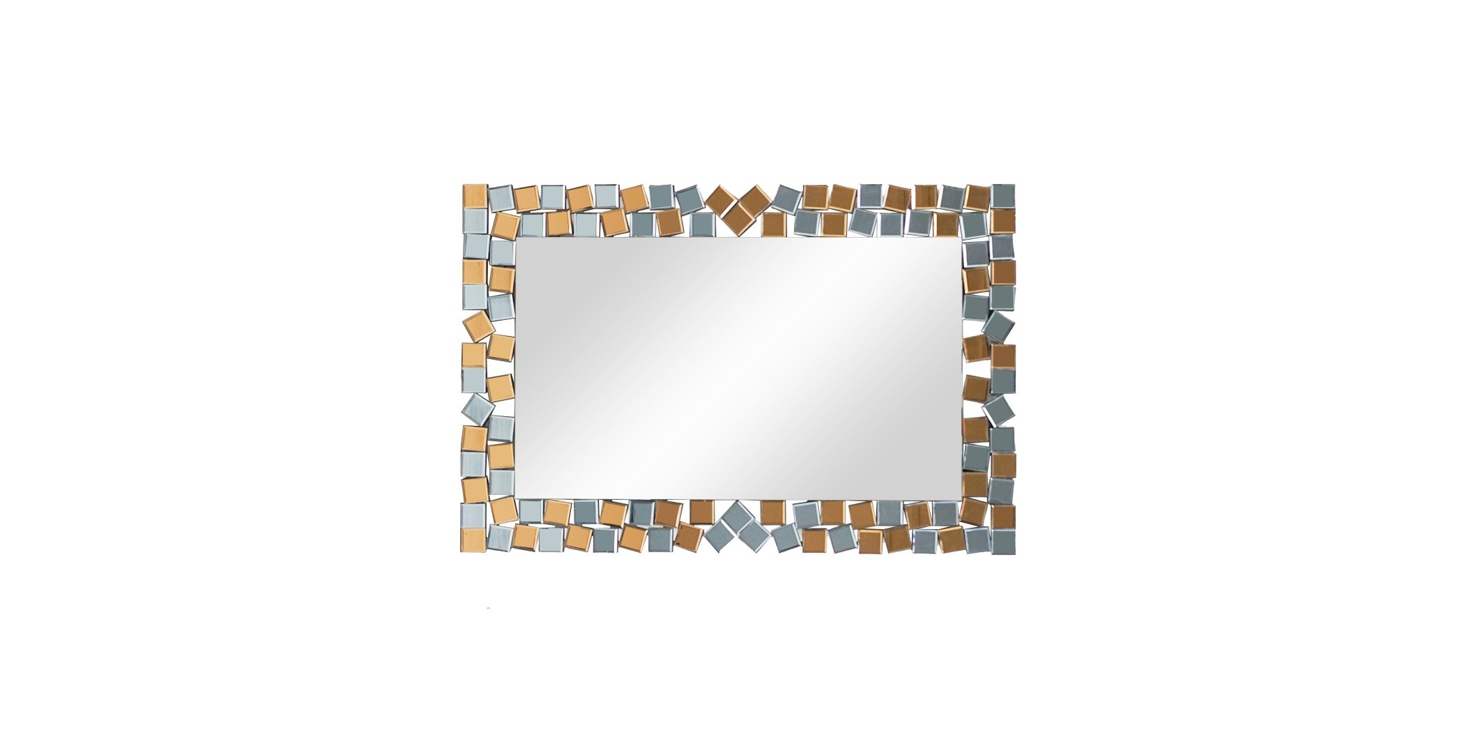 Wall Mirror Rectangle W120xD2xH80 cm MDF - Silver & Gold Finish JC-MN6206