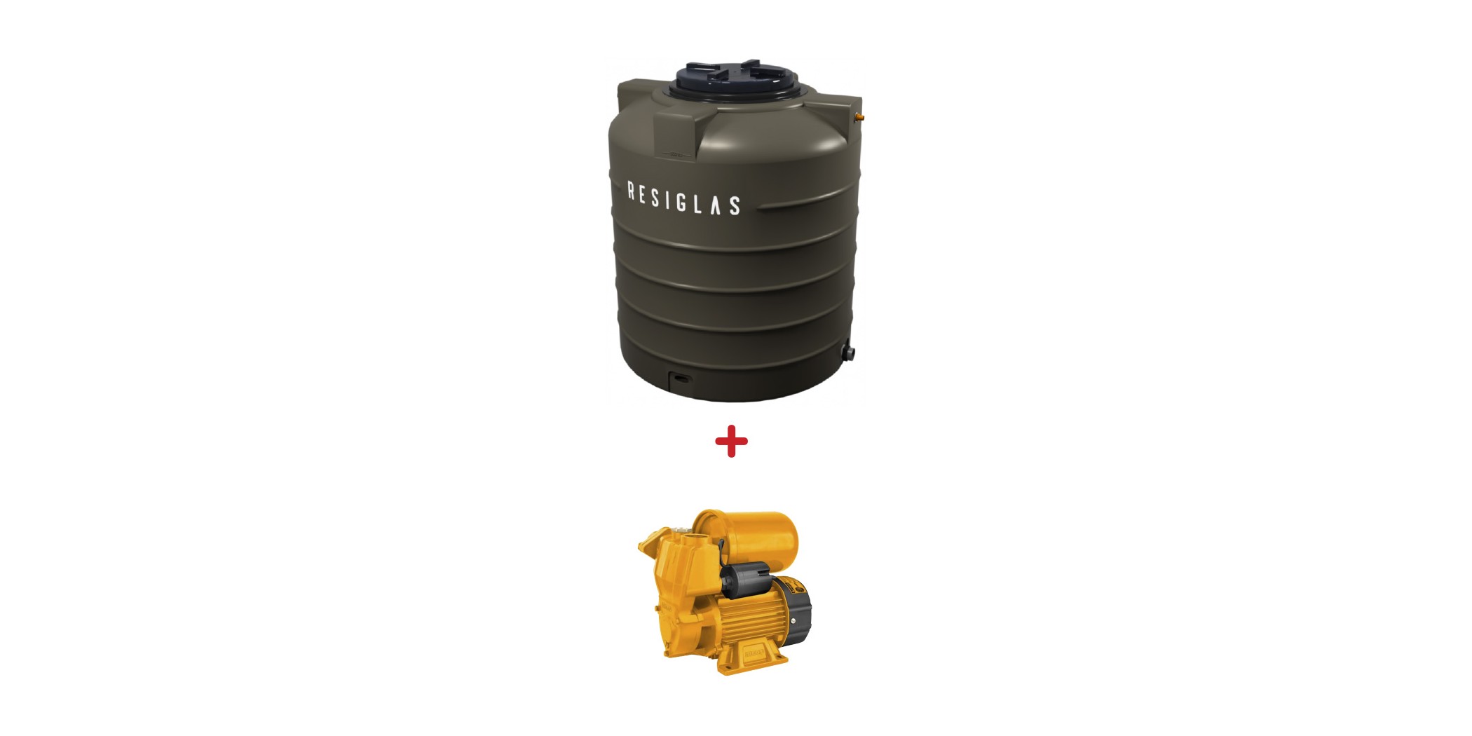 Resiglas 500 Lts Polychrome Water Tank Khaki + Ingco VPA3708 Water Pump