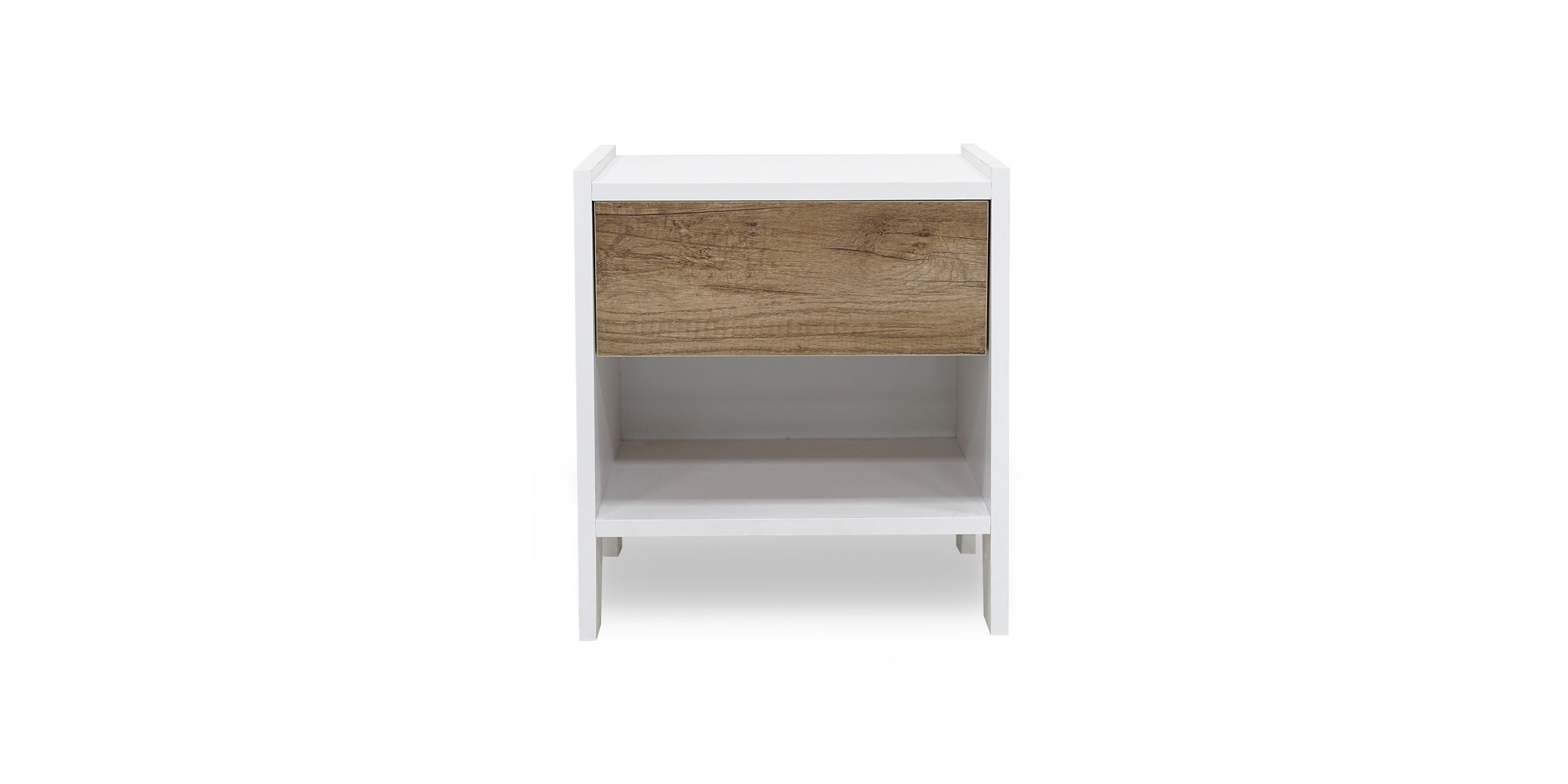 Arte Bed Side Table In Melamine MDF Wash Oak & White