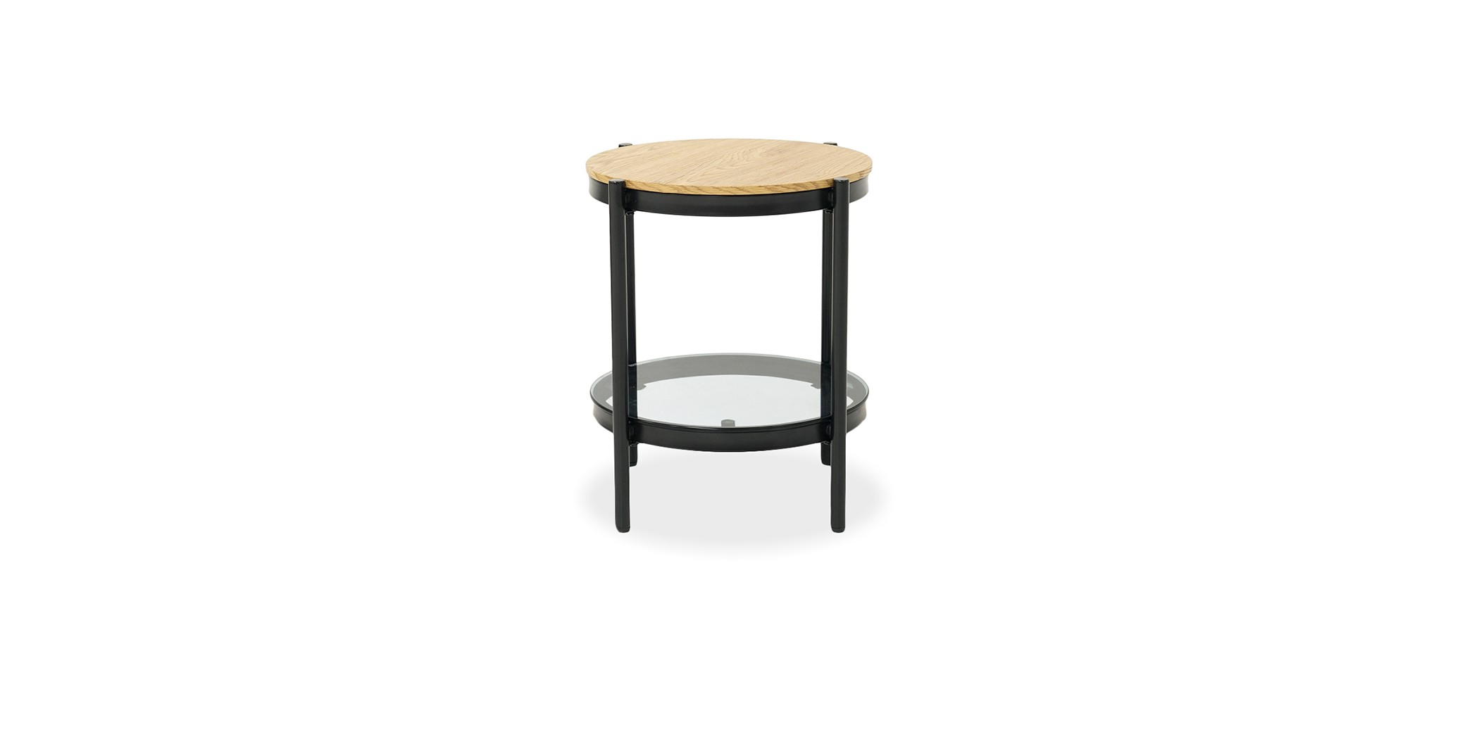 Bilbao Round Side Table MDF/Glass Shelf