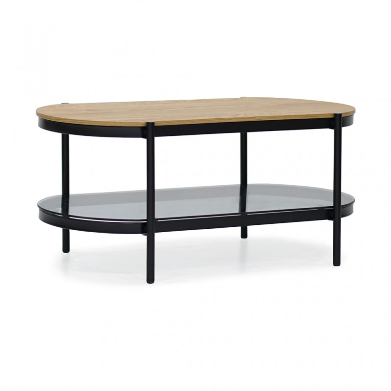 Bilbao Oval Coffee Table MDF/Glass Shelf