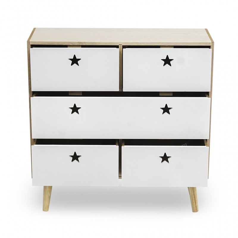 Star Chest Of Drawers White & Beige