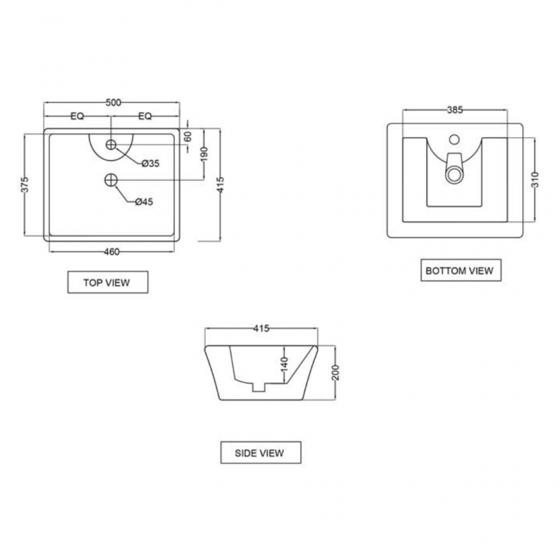Jaquar Fonte Table Top Basin White FNS-WHT-40931