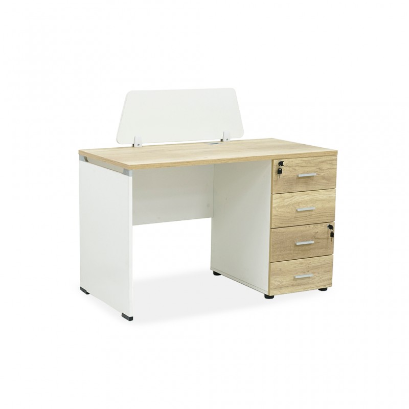 Stellar Flannel Office Desk Light Oak & White