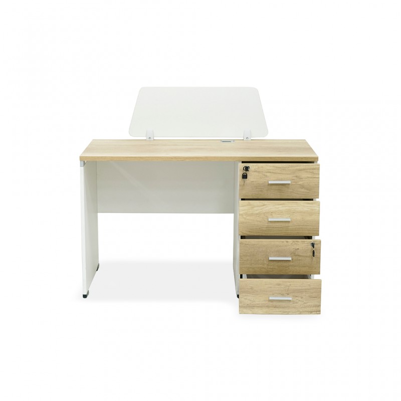 Stellar Flannel Office Desk Light Oak & White