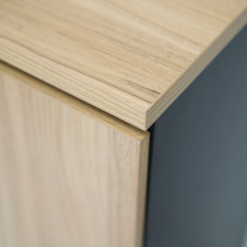 Stellar Gardenia Filing Cabinet Light Brown Oak & Black