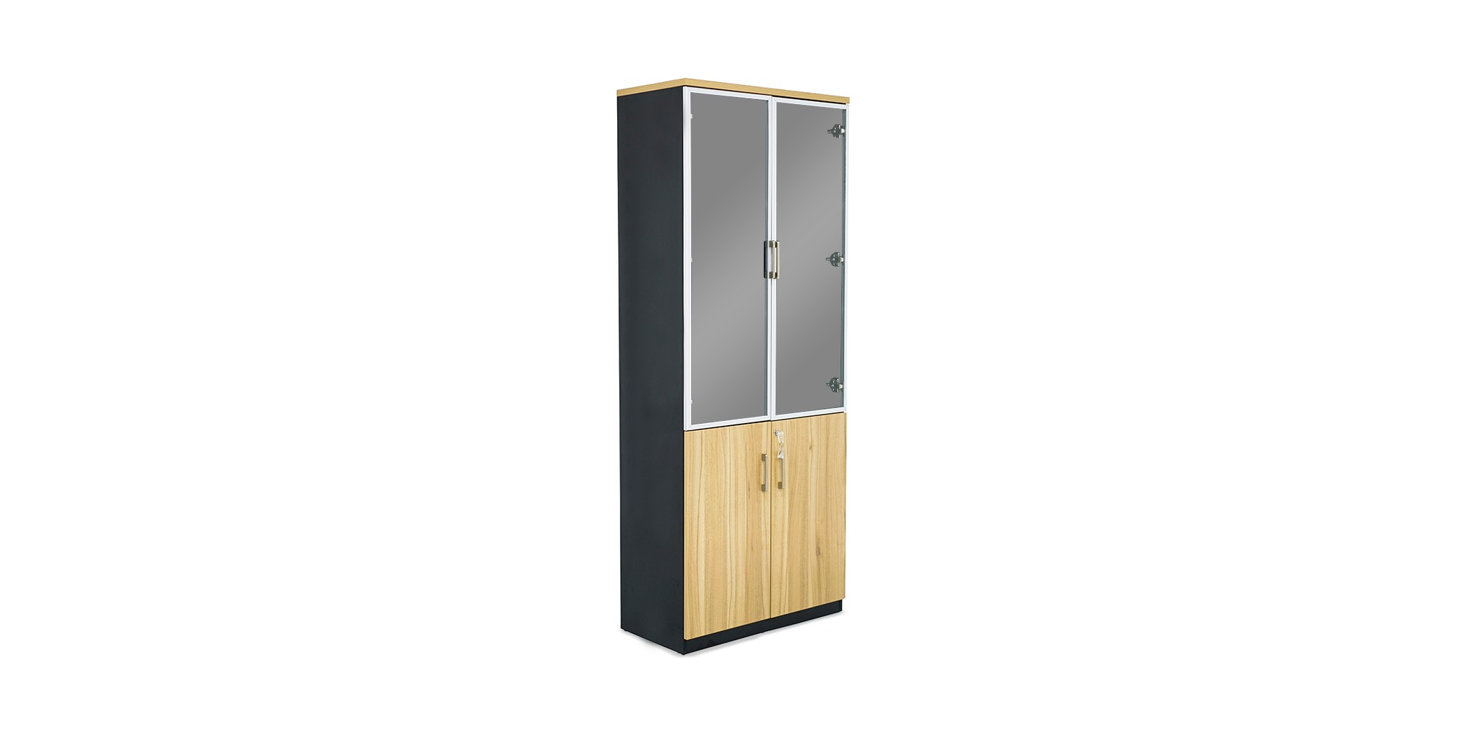 Stellar Hosta Filing Cabinet Light Brown Oak & Black