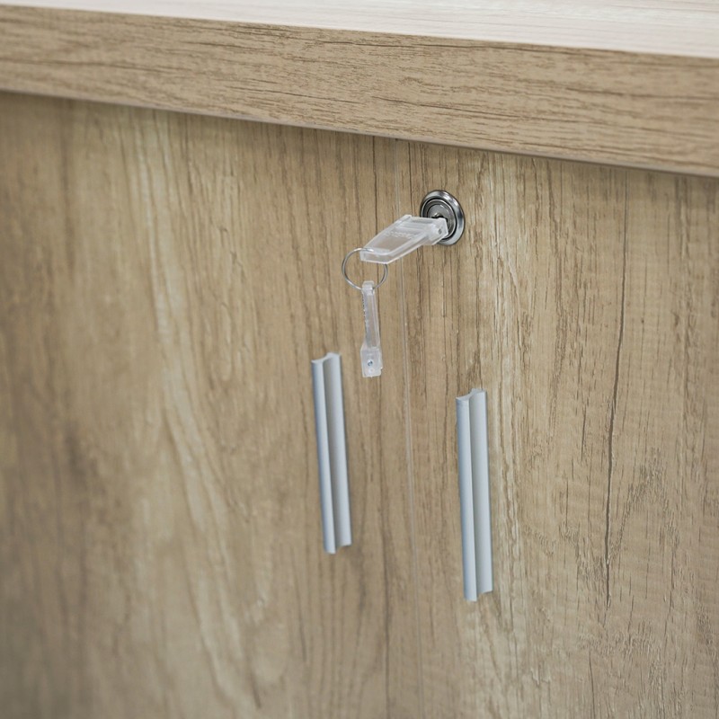 Stellar Ixia Executive Table Light Oak & Grey