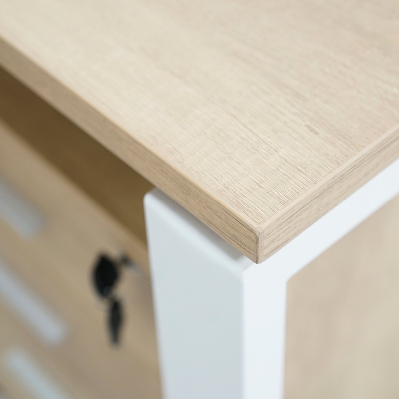 Stellar Lotus Executive Desk Light Oak & White