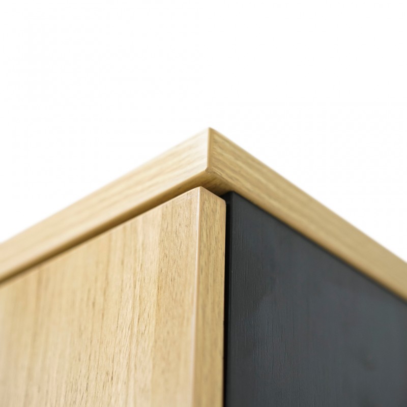 Stellar Fressia Filing Cabinet Light Brown Oak & Black