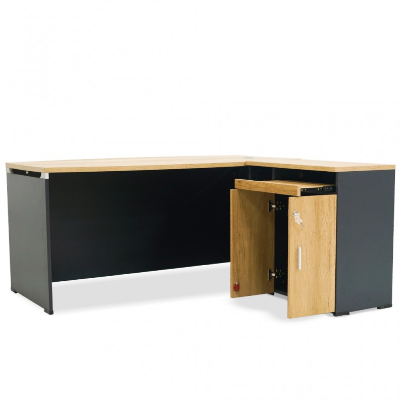 Stellar Erica LShape Desk 1400mm Light Oak & Dark Grey