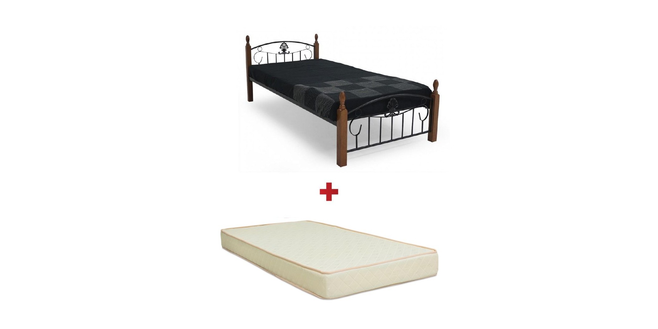 Oregon Bed 90x190 cm Rubberwood/Metal + Sleep On It Comfort Deluxe ...
