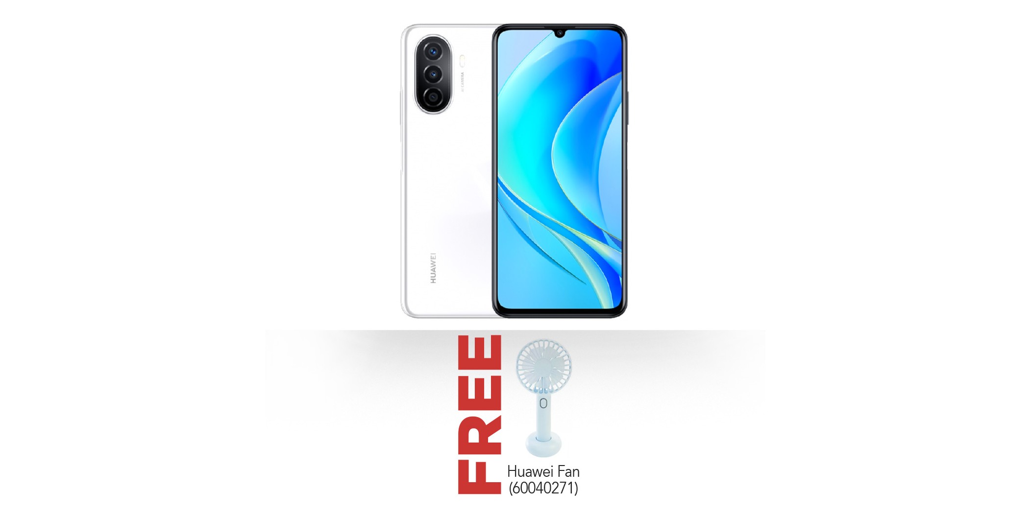 Huawei Nova Y70 Pearl White & Free Huawei Fan