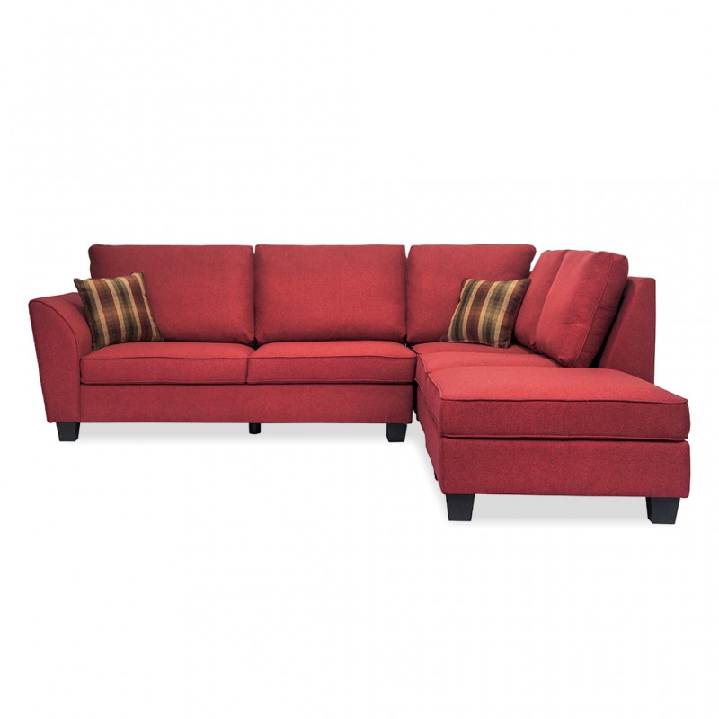 Bella Corner RHF Chaise + Ottoman Cranberry Col