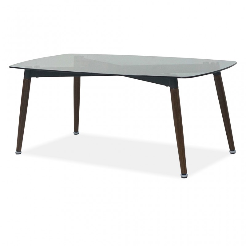 Aria Rectangle Coffee Table Metal & Smoked Glass Walnut