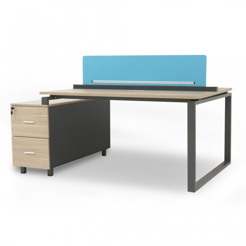 Stellar Iris Workstation Light Oak & Dark Grey