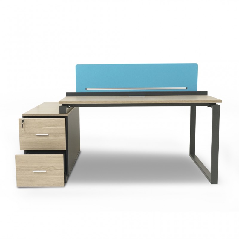 Stellar Iris Workstation Light Oak & Dark Grey
