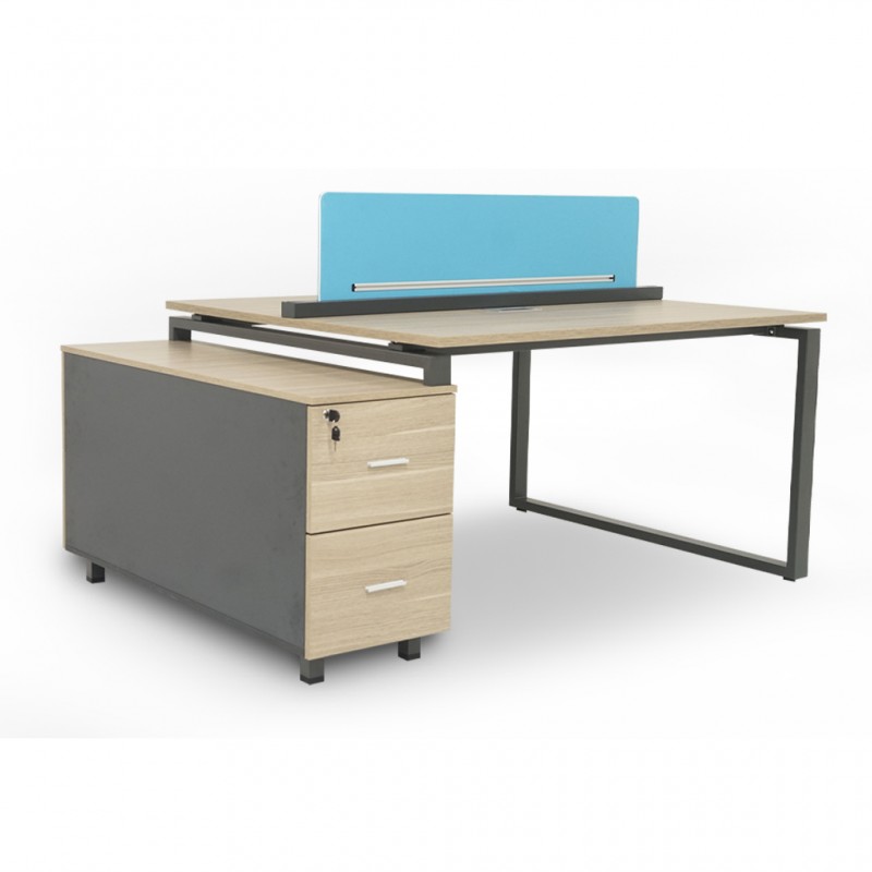 Stellar Iris Workstation Light Oak & Dark Grey