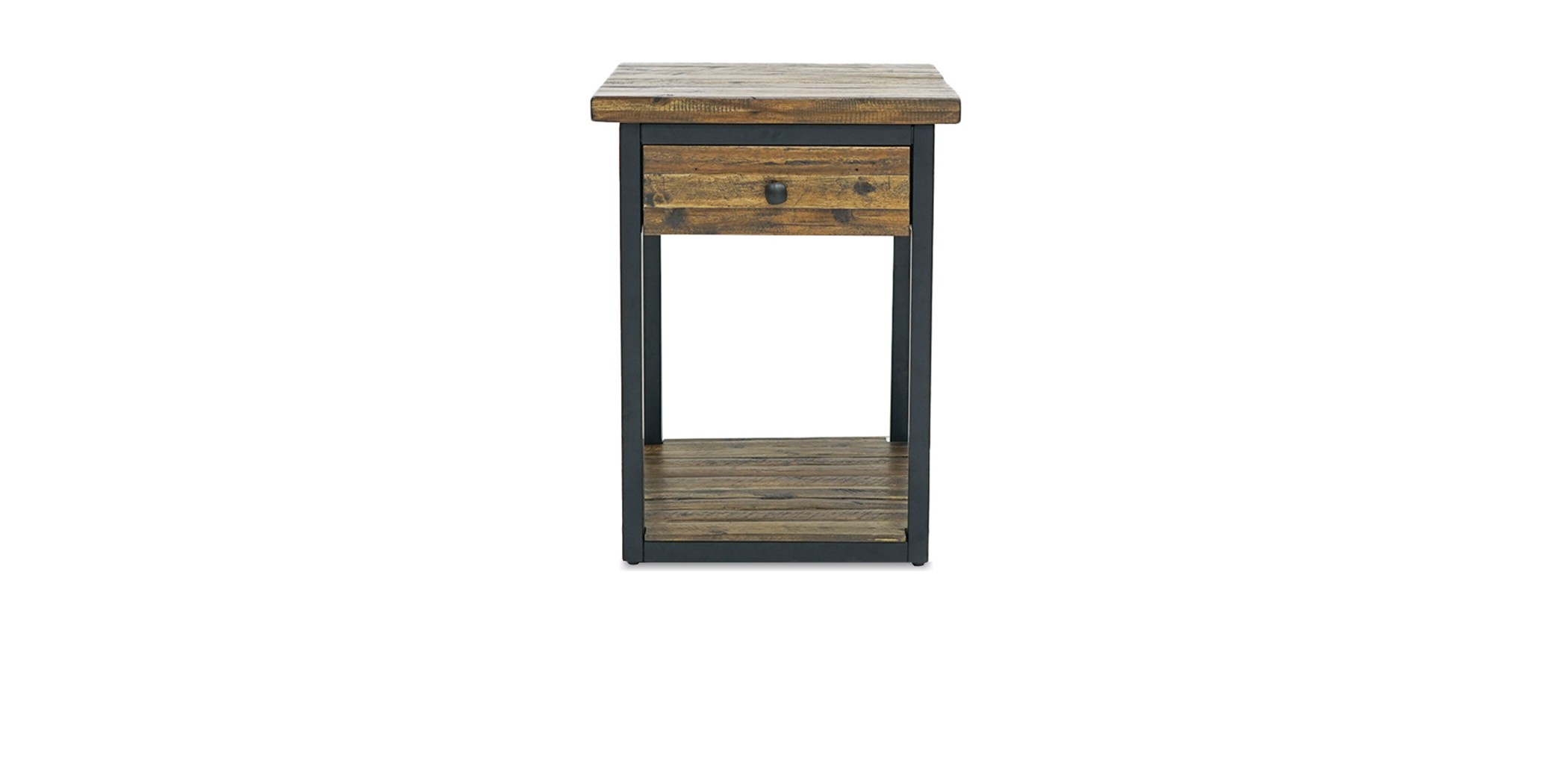 Claremont Side Table With Drawers & Metal Legs