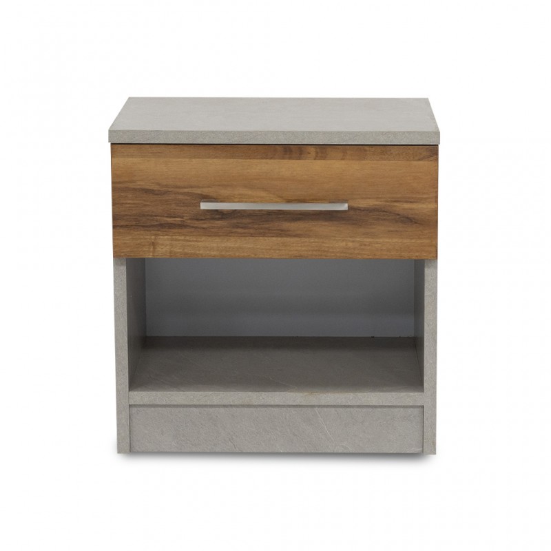Basel Night Table Grey & Light Brown