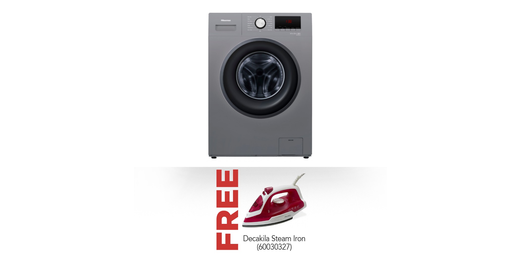 Hisense WFPV9012MT Washing Machine & Free Decakila KEEN002R Steam Iron