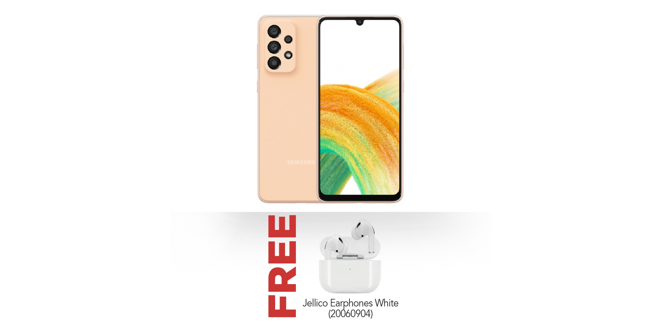 Samsung Galaxy A33 Orange & Free Jellico TS3s TWS earphone White