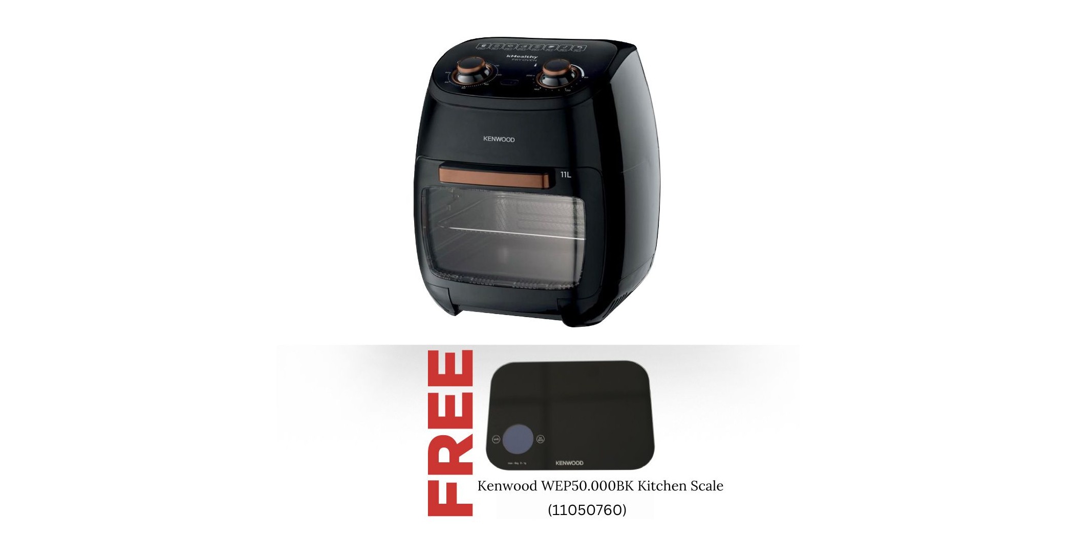 Kenwood HFP90.000BK 11L BK Air Fryer+Rotisserie Oven & Free Kenwood ...