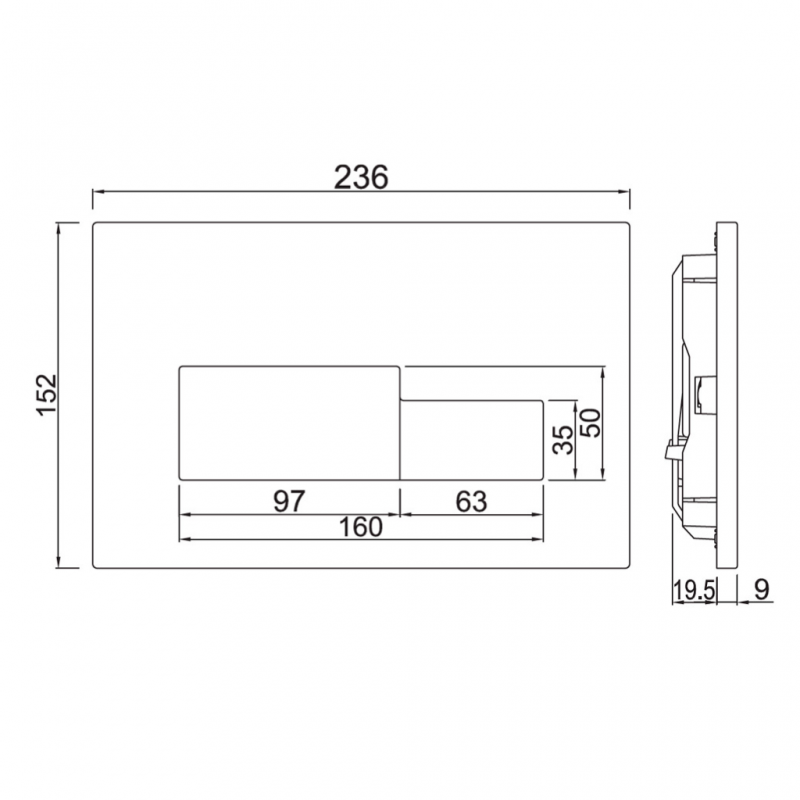 Jaquar Flush Control Plate Aria Chrome JCP-CHR-392415