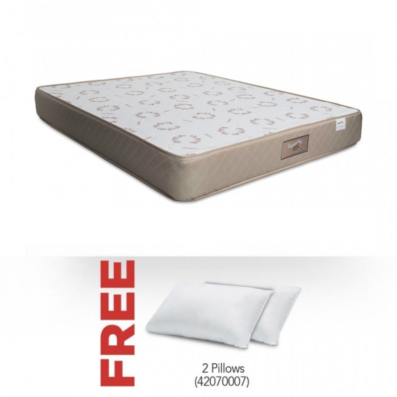 Slumberland Flexi Queen 160x200 cm Microquiled White & Brown & Free 2 x Pillows 75x45 cm 800gms