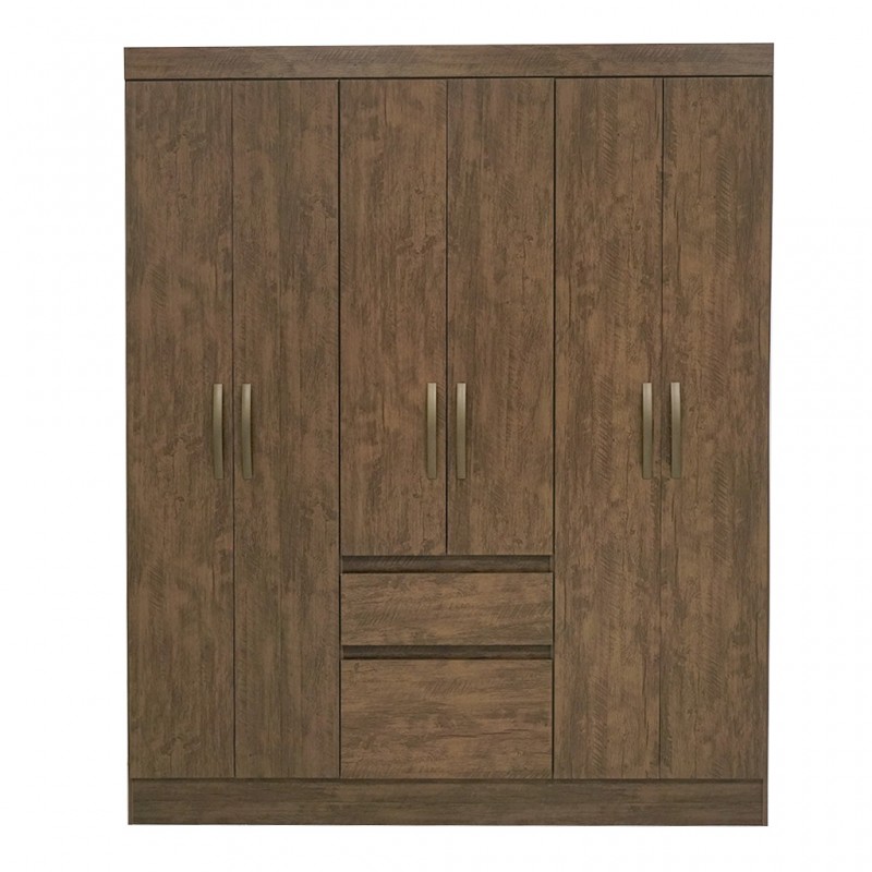 Cuba Wardrobe 6 Doors Brown & 2 Drawers