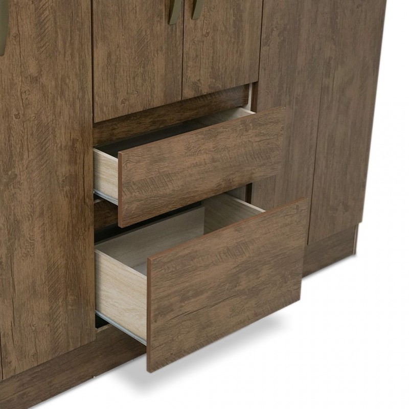 Cuba Wardrobe 6 Doors Brown & 2 Drawers