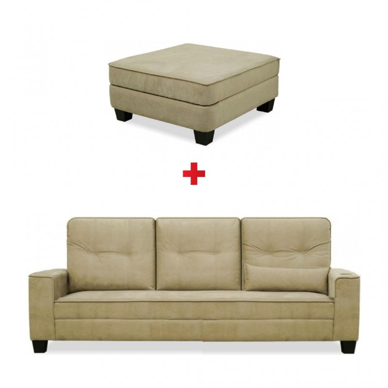 Icon Sofa 4 Seater W/2 Cup Holders Mocha Col Fabric + Ottoman With ...