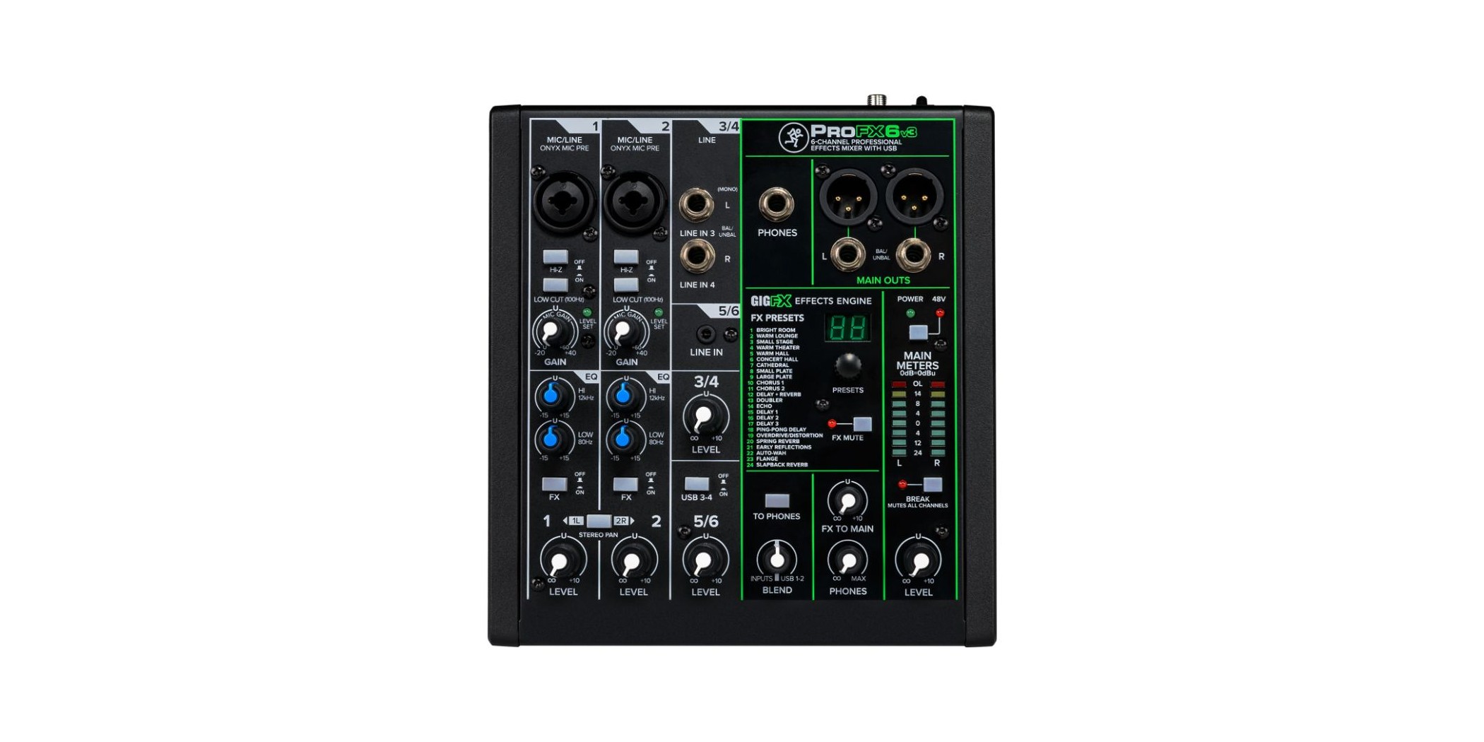 Mackie 2051299-01 Profx6V3 6-Channel Mixer Effects Professional With Usb Eu