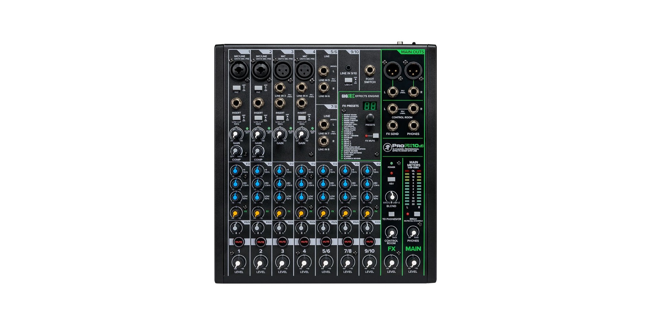 Mackie 2051300-01 Profx10V3 10-Channel Mixer Effects Professional With ...