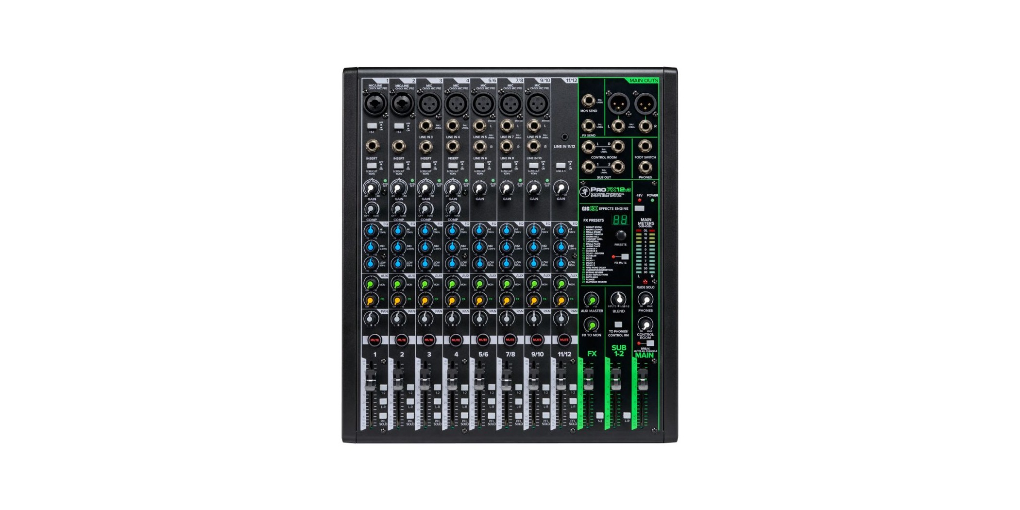 Mackie 2051301-01 Profx12V3 12-Channel Mixer Effects Professional With ...