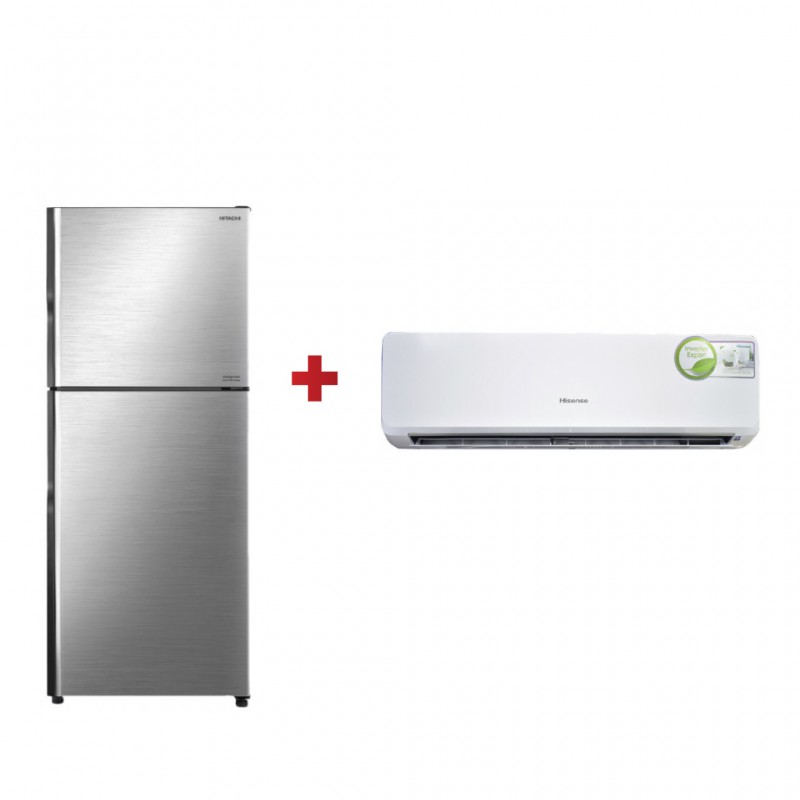 Hitachi R-VX471PRU9 Refrigerator + Hisense AS-18TR4SMATD Air Conditioner