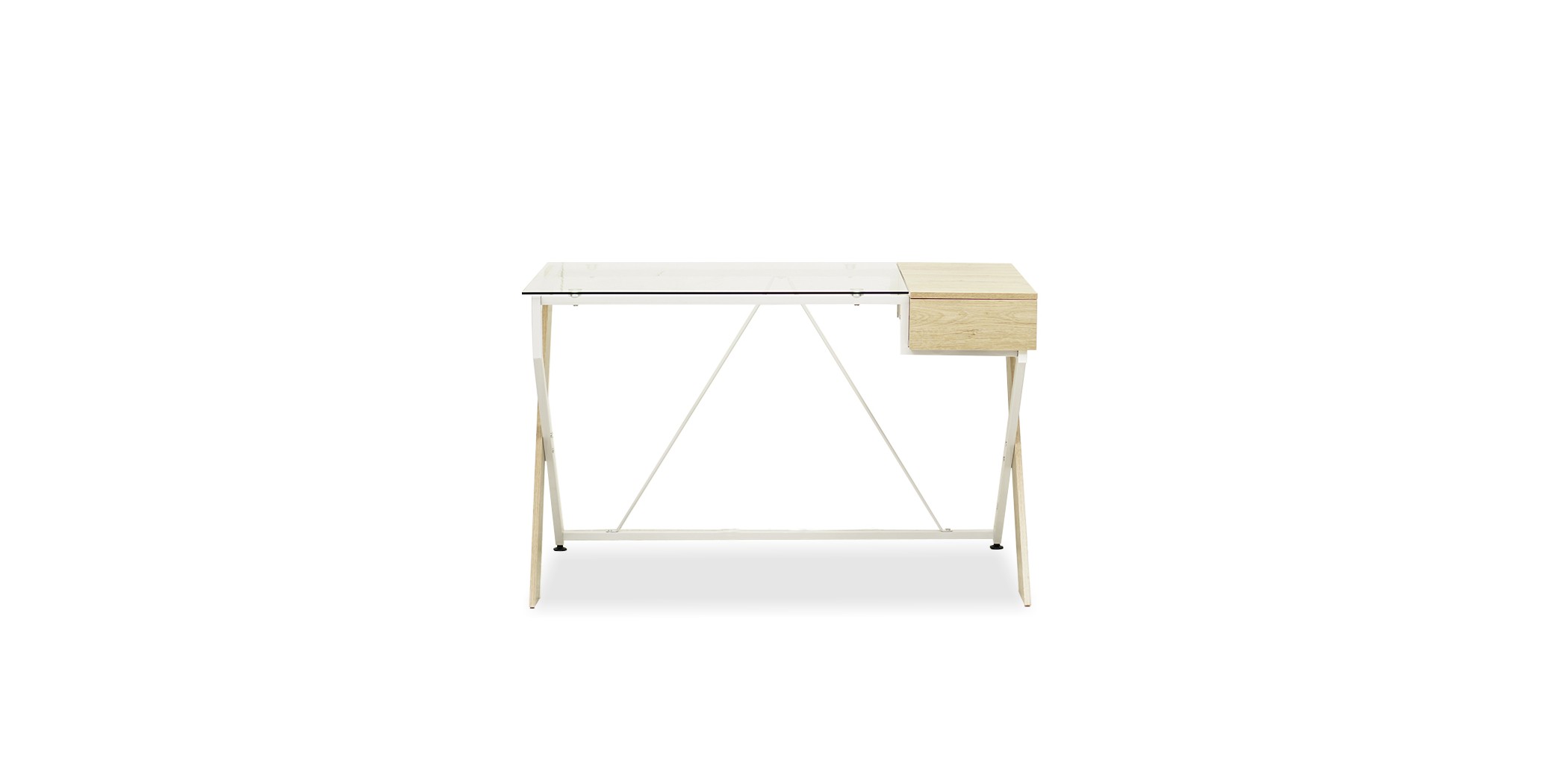 Touran Office Desk Transparent Top & Oak Legs
