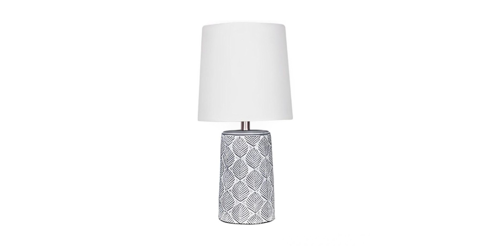 Ceramic Table Lamp With Leaf Patterns In Antique Grey Finish