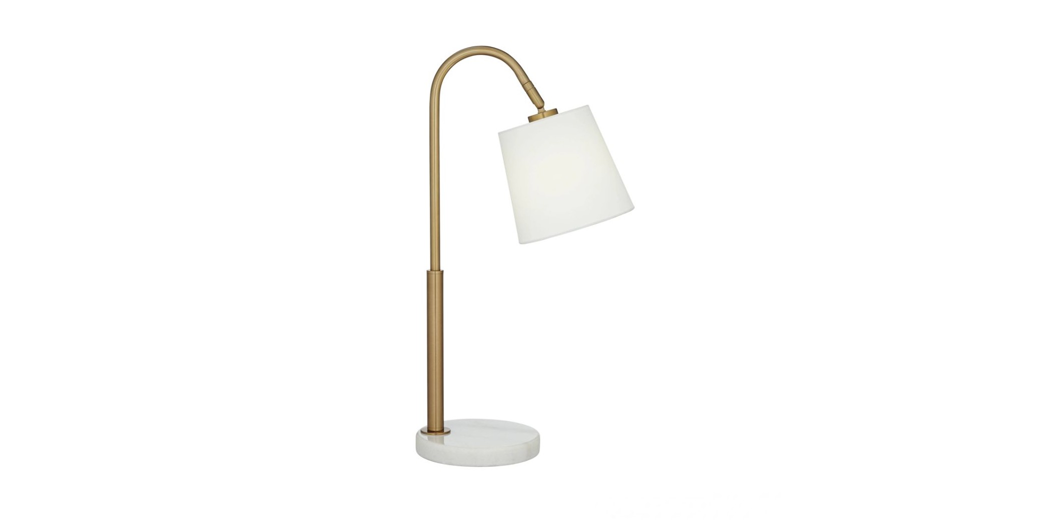 Metal Task Table Lamp With White Marble Base Brass