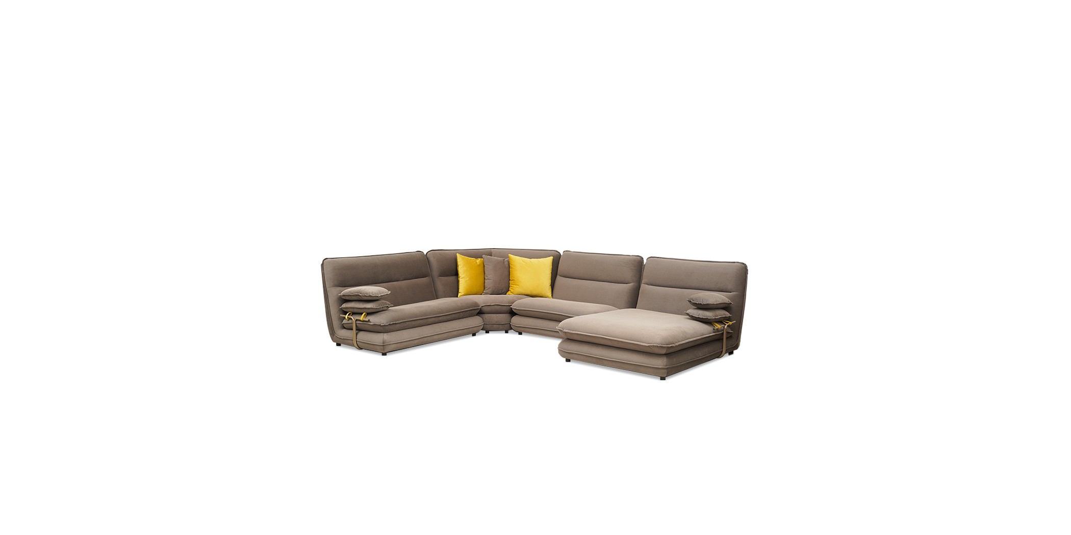 Zahara Sofa Corner LHF 3S & 2S Armless Chair & RHF Chaise in Pale Brown ...