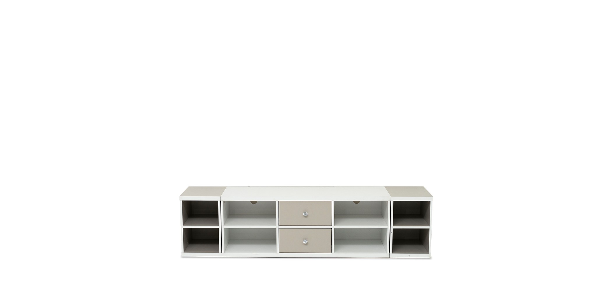 Pricena Low TV Cabinet White & Grey