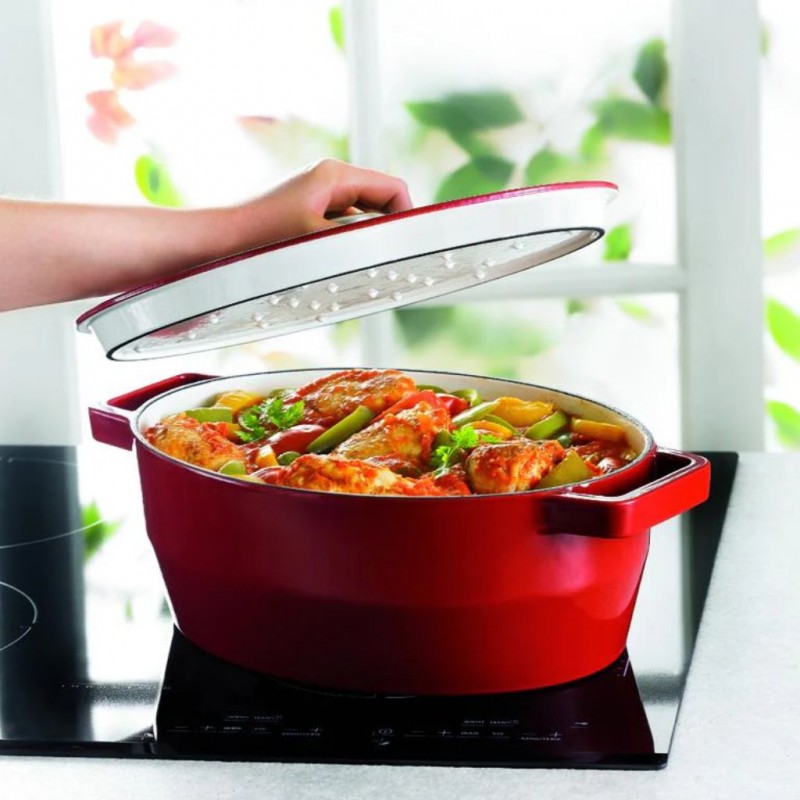 Pyrex Slow Cook 6L Red Cast Iron Oval Casserole 10093330 "O"