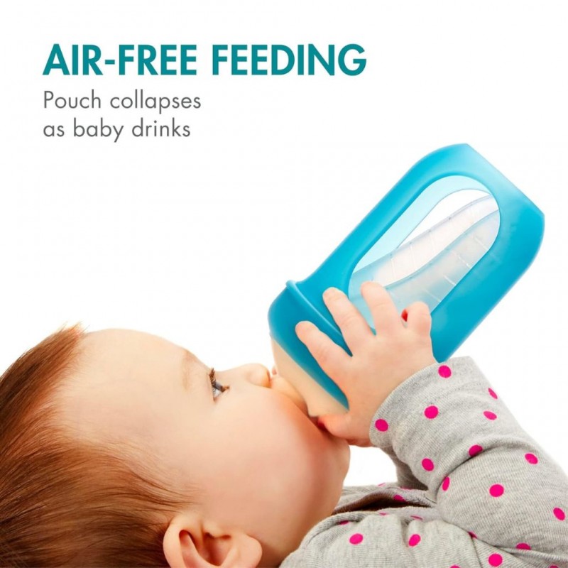 Boon Nursh Silicone Pouch Bottle 4oz 3pk - Blue Multi B11228