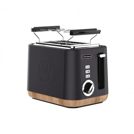 Westinghouse WKTTWB861 Matt Black 2 Slice Toaster With Wooden Effect