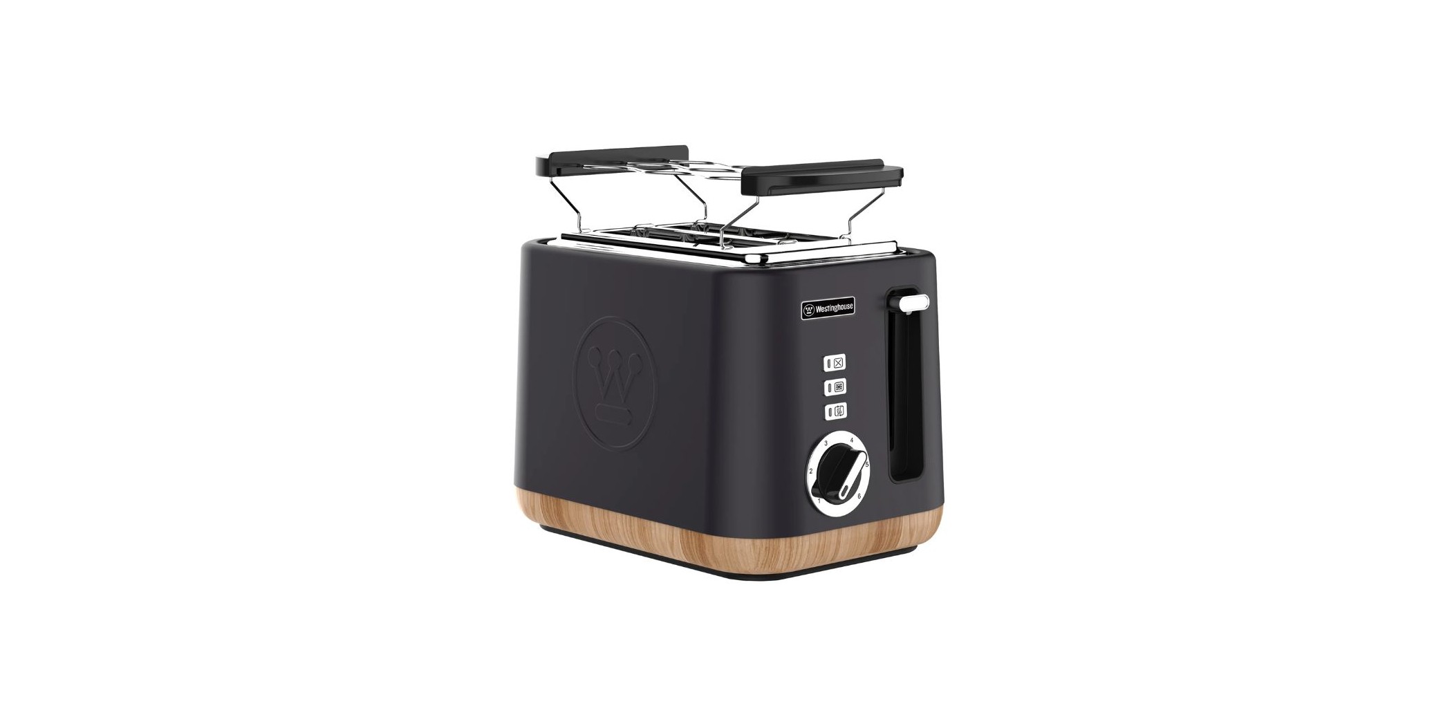Westinghouse WKTTWB861 Matt Black 2 Slice Toaster With Wooden Effect
